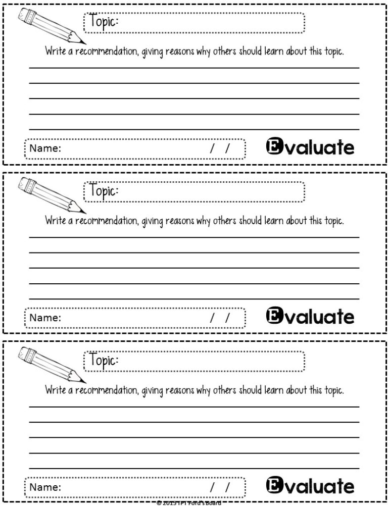 Bloom's Taxonomy Exit Slips - Set 1 • Ford's Board