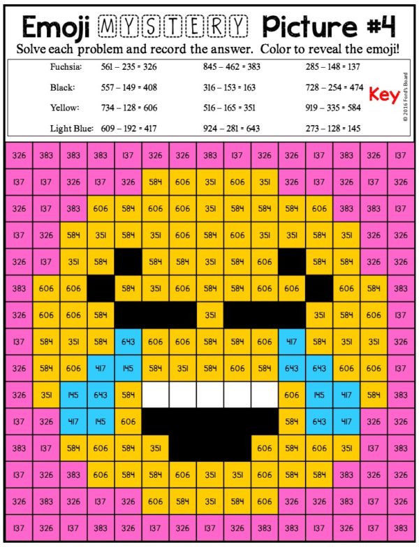 Emoji Subtraction Mystery Pictures Ford s Board Emoji Subtraction Mystery Pictures Ford s Board