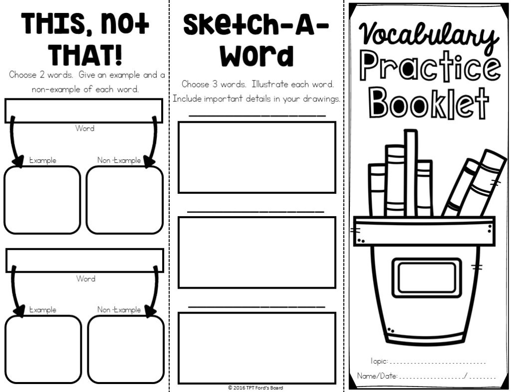 25 Vocabulary Trifold Activities for Word Nerds • Ford's Board